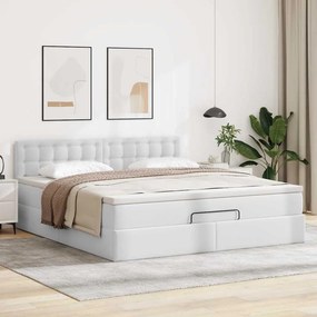 Osmanský postel s matracemi&amp;LED čistě bílý 160x200cm umělá kůže 3312163