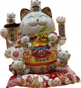 Japonská kočka Maneki-Neko štěstí porcelán 31 cm