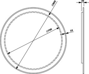Sapho Sapho, SHARON LED podsvícené zrcadlo Ø 80c m, černá mat (E28904CI), 31255CI