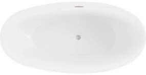 Mexen Bilbao, volně stojící vana 180 x 90 cm, bílá, broušená ocel přepad, 51311809000-97