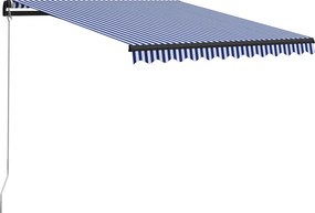 Ručně zatahovací markýza 300 x 250 cm modrobílá 3055184
