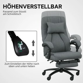 Vinsetto Masážní kancelářská židle, USB rozhraní, otočná kola, tmavě šedá