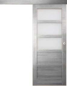 posuvné interiérové dveře na stěnu vasco doors BRAGA model 4 Průchozí rozměr: 70 x 197 cm, Orientace dveří: Levé dveře, Dekor: Dub Aljaška