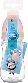 Canpol babies Antikoliková širokohrdlá lahev EXOTIC ANIMALS 240ml růžová