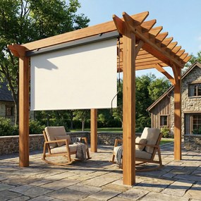 Outsunny bezšňůrová venkovní roletta, UPF50+ voděodolné stínění pro terasu, balkon nebo altánek, 250 × 160 cm, krémová