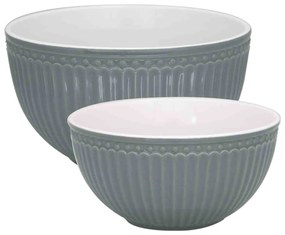 GreenGate Sada dvou porcelánových misek Alice Stone Grey 1000 a 2000ml