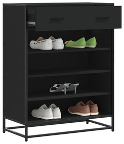 Botník černý 75 x 38 x 97,5 cm kompozitní dřevo a kov 3300875