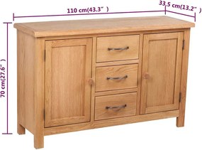 Příborník se 3 zásuvkami 110x33,5x70 cm masivní dubové dřevo 241677