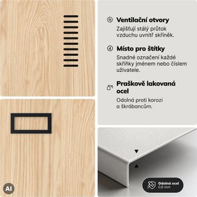 Zaměstnanecká skříňka čtyřkomorová antracitová/dub sonoma, 800x1800x500 mm: KACPER Eco Design