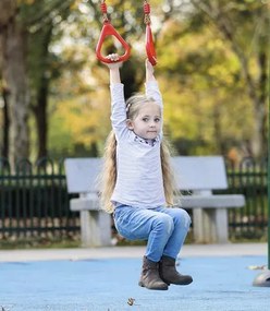 Dětská závěsná houpačka s hrazdou na lanech – 2v1