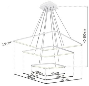 Závěsné LED svítidlo Nix, 3x LED 117w, 3000k, w