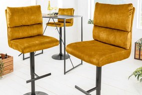 Designová barová otočná židle Frank hořčičný samet