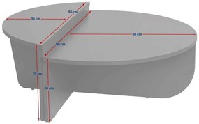 Designový konferenční stolek Baltenis 90 cm vzor ořech / bílý