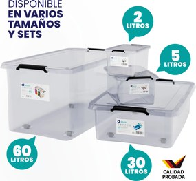 Úložný box sada 4 ks průhledná 60x40x35cm 60L stohovatelný