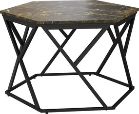 HOMCOM Moderní konferenční stolek s faux mramorovou deskou a MDF a ocelovou konstrukcí, 81x70x51,2cm, Černý | Aosom