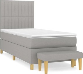 Box spring postel s matrací světle šedý 100 x 200 cm textil 3137293