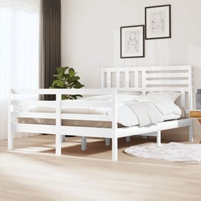 Rám postele bílý 135 x 190 cm Double masivní dřevo,  3101064