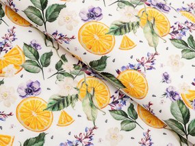 Biante Dekorační povlak na polštář PML-103 Pomeranče mezi květy na bílém 70 x 90 cm