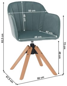 Otočné křeslo ALIGNA - látka Velvet, neomint / buk