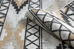 Dywany Łuszczów Kusový koberec Cooper Sisal Aztec 22235 ecru/black – na ven i na doma - 140x190 cm