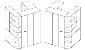 Rohová šatna - šatní skříň Joker, bílá/šedý beton