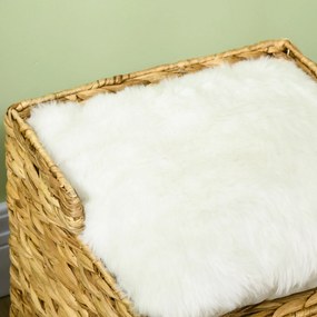 PawHut ratanová kočičí jeskyně 2-úrovňový polštář vodní hyacint hnědý do 5 kg | Aosom