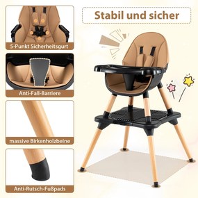 Costway 6 v 1 Dětská vysoká židlička se stolem ze stavebních bloků