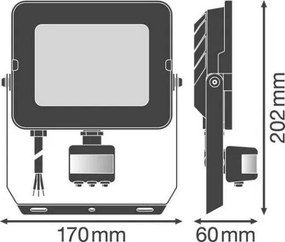 LED reflektor s pohybovým čidlem LEDVANCE FLOODLIGHT COMPACT 50W 3000K teplá bílá