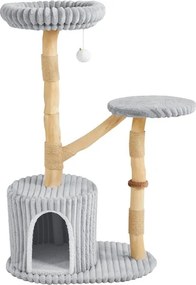 Škrabadlo pro kočky – světle šedá, 60 cm (délka) × 40,5 cm (šířka) × 104 cm (výška), 104 cm (267786932044)