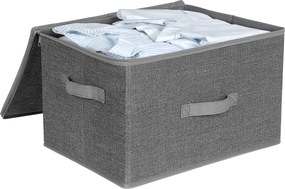 Skládací úložné boxy s víkem, 3 kusy, šedé