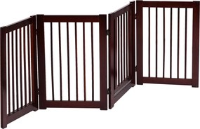 Costway Ochranná brána Čtyřdílná ochrana dveří pro psy Káva – 203 × 76 × 1,8 cm
