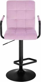 LuxuryForm DESIGN Barová židle VERONA BLACK VELUR na černé kulaté podstavě - levandule