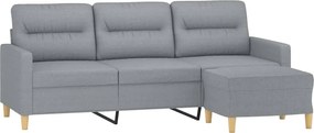 3místná pohovka s podnožkou světle šedá 180 cm textil 3201073