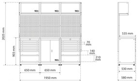 Systém nástěnných jednotek, dřevo | 3 moduly, BGS 80100