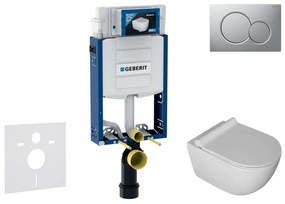 Geberit Kombifix - Set předstěnové instalace, klozetu Gaia a sedátka softclose, tlačítko Sigma01, lakovaný matný chrom SANI15CA1107