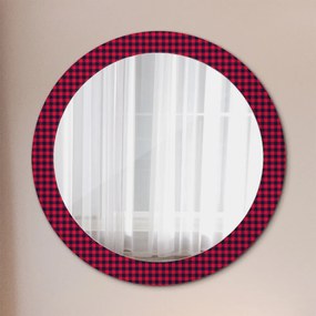 Kulaté dekorativní zrcadlo Červená mřížka fi 80 cm
