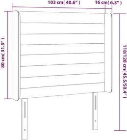 Čelo postele s LED tmavě šedé 103 x 16 x 118/128 cm samet 3124231