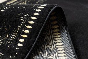 Dywany Łuszczów, Běhoun Gloss 408C 86 geometric black/gold, 80x300, černá, obývací pokoj