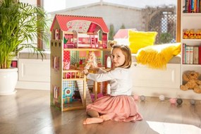 EcoToys Dřevěný domeček Rezidence+ 2 panenky, ZA-4109