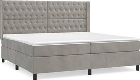 Box spring postel s matrací světle šedá 200x200 cm samet 3132879