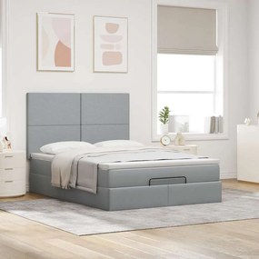 Osmanský rám postele s matrací světle šedá 140x190cm textil 3313071