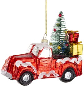 Vánoční ozdoba auto s dárky a stromečkem 160378