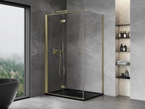 Mexen Mist-F T, 1-křídlý ​​skládací sprchový kout levý 70 x 85 cm, čiré sklo, zlatý lesklý profil, 8A6T-070-085-50-00-L