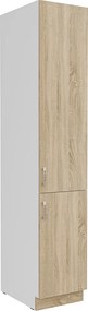 SARA | vysoká skříňka 40 DK-210 2F policová | 40 cm | bílá/dub sonoma