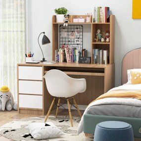 Costway Desk Shelf Víceúčelová dřevěná stolní police 3-vrstvá počítačová stolní