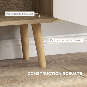 HOMCOM Knihovna v severském stylu z ořechového dřeva, rozměry 80L x 23,5W x 123H cm, 5 polic, skříňka s 2 dveřmi, zúžené nohy ze solidního borového d…