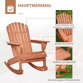 Zahradní houpací křeslo Outsunny Adirondack 77 x 94 x 97 cm, pohodlné zahradní křeslo na balkon a terasu, přírodní vzhled dřeva | Aosom.de