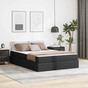Postel s úložným prostorem a matrací 2 ks Černá Kůže 3399608