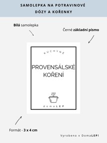 Samolepka na kořenky PROVENSÁLSKÉ KOŘENÍ bílá 3 × 4 cm základní písmo