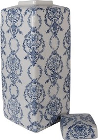 Porcelánová váza s víčkem a modrými květy Vintage Unique - 16*16*41 cm